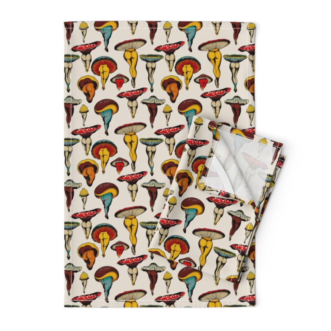 Mushroom Butt Tea Towels Set of 2 - Vintage Inspired Viral Trend ...
