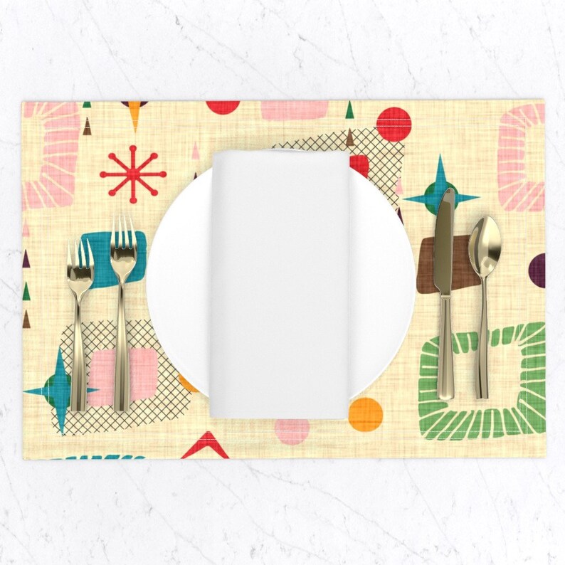 Retro Mod Placemats set of 2 1950s Atomic Pattern by | Etsy