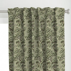 Sage Green Tree Curtain Panel - Traditional Classic Woodland Forest ...