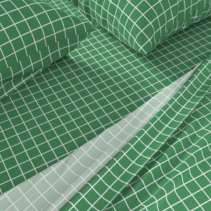 Windowpane Check Sheets - Kelly Green Grid by Misstiina - Spring Green ...