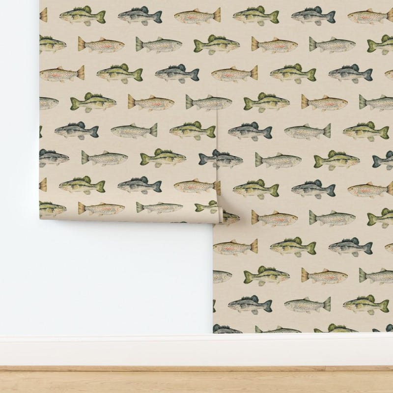 Fish Wallpaper on Roll - Etsy UK