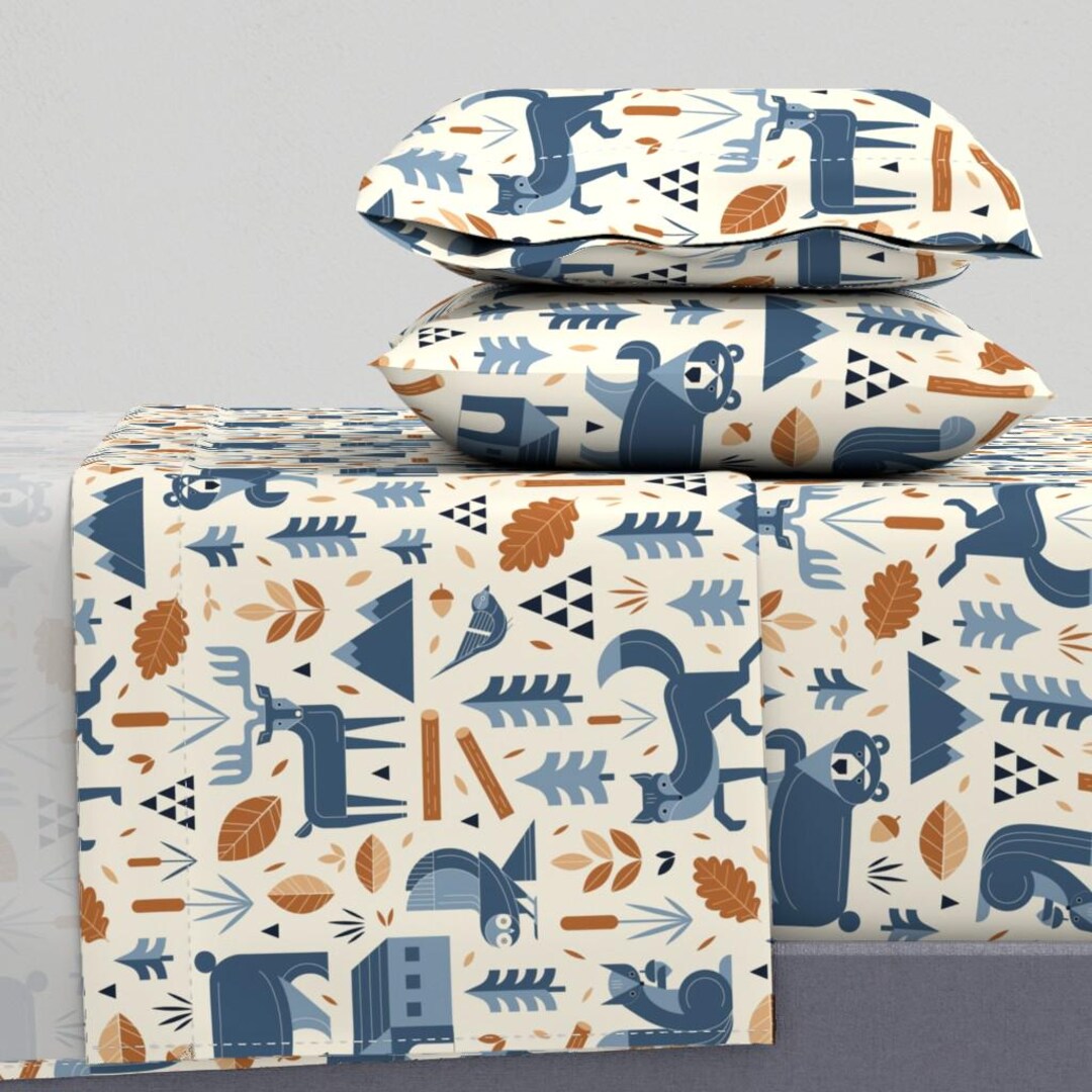 Woodland Sheets - Wildwood Fauna by Milva_art - Forest Critters Deer ...