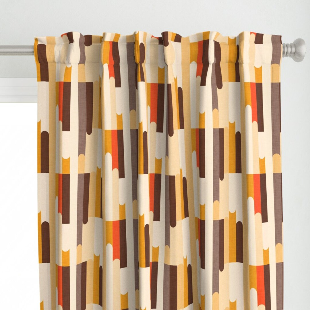 Retro Color Block Curtain Panel Classic Mid Mod by Bruxamagica 70s Geo ...