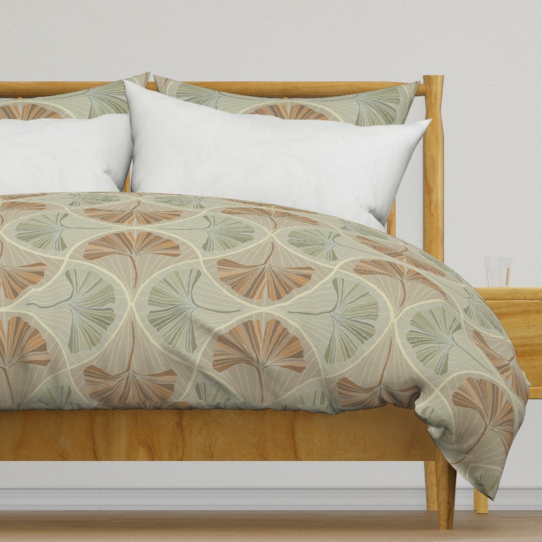 Ginkgo Leaves Bedding Art Deco by Lbaron Earth Tones Large Scale Warm ...