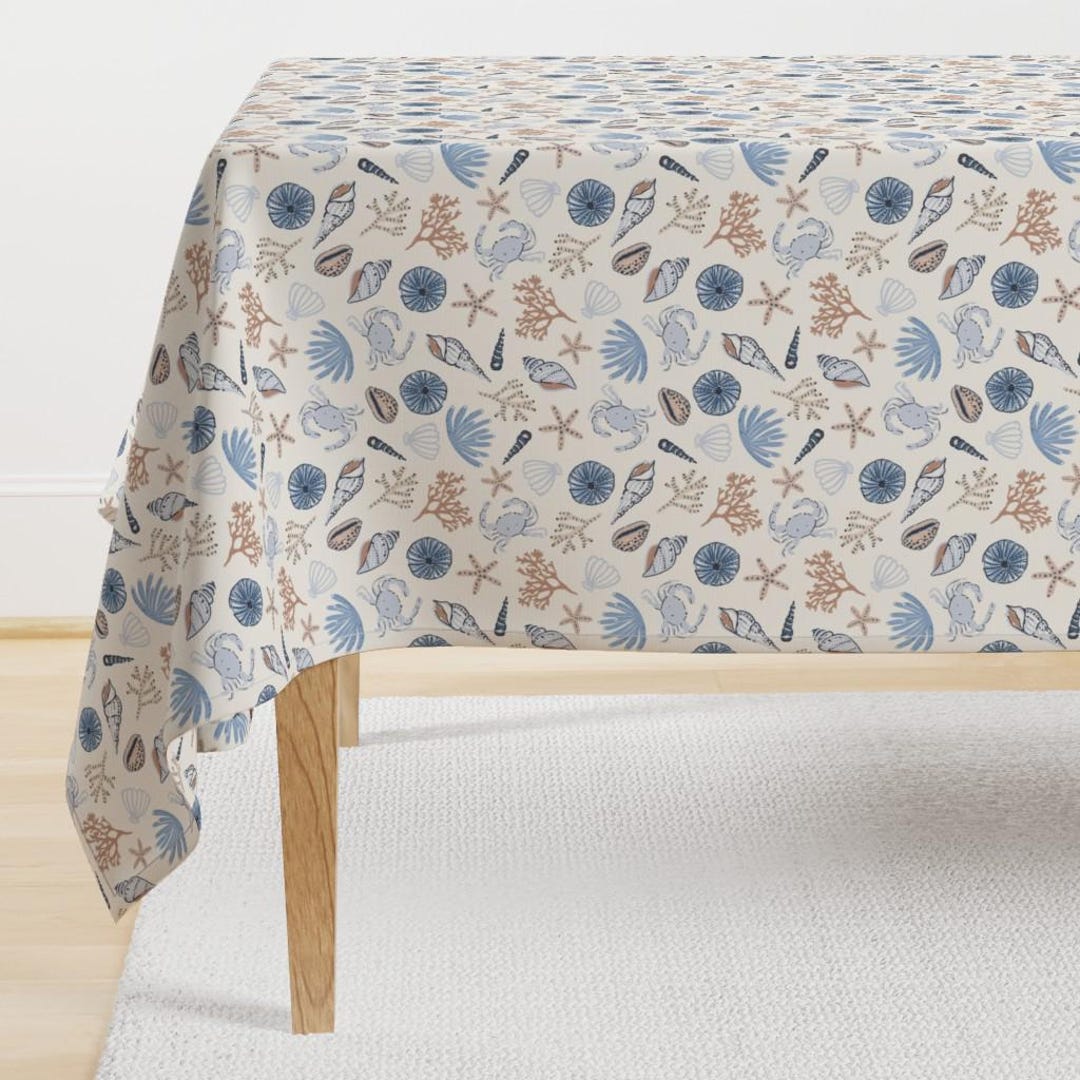 Coastal Seashell Tablecloth - Rock Pool by Hufton_studio - Soft Blue ...
