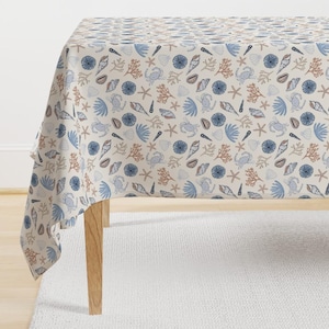 Coastal Seashell Tablecloth - Rock Pool by Hufton_studio - Soft Blue ...