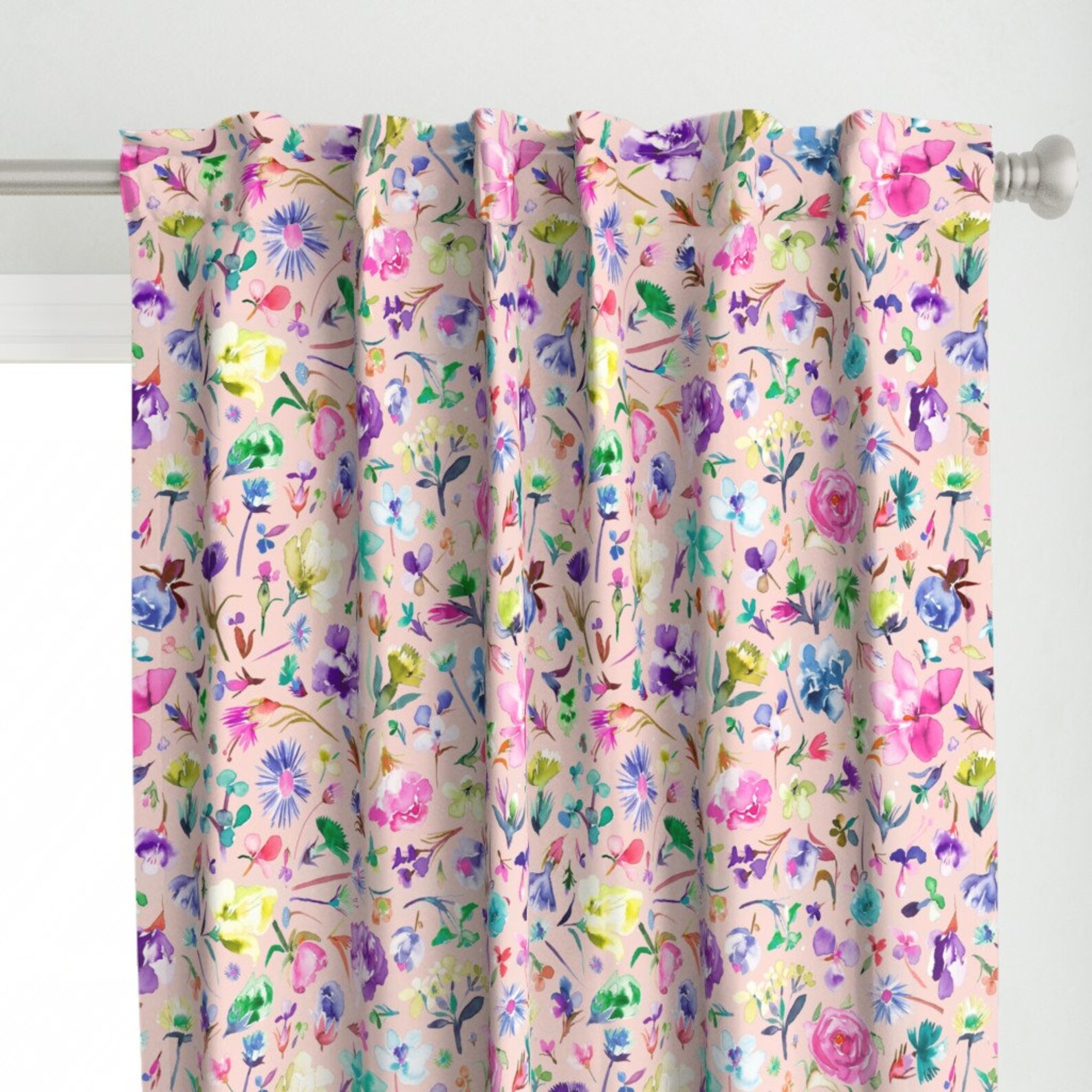 Floral Curtain Panel Flower Buds by Ninola-design Blooming | Etsy