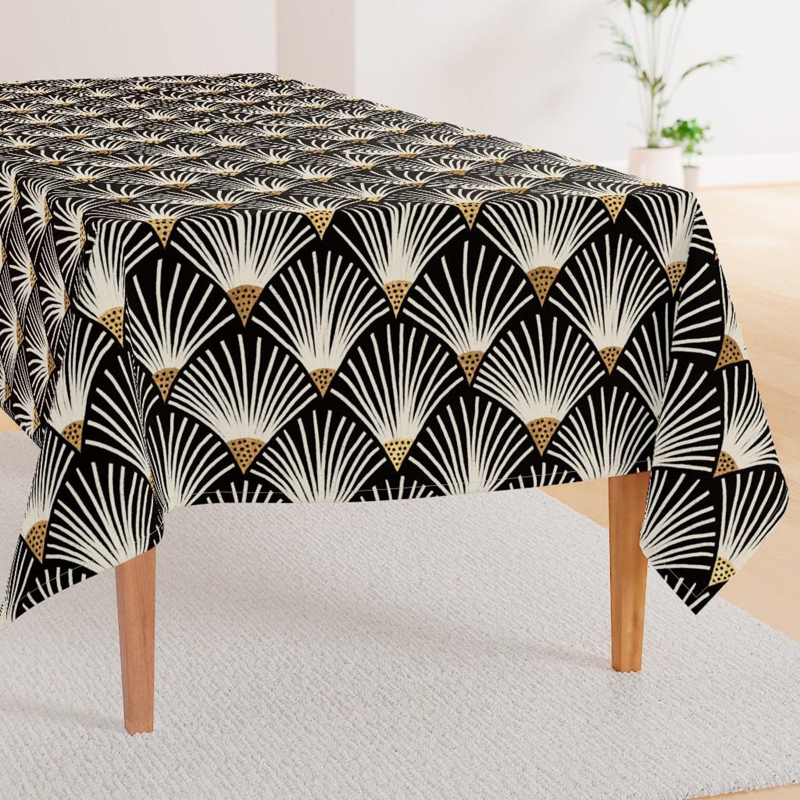 Art Deco Tablecloth - Charleston by Amy_maccready - 1920s Fans Black ...