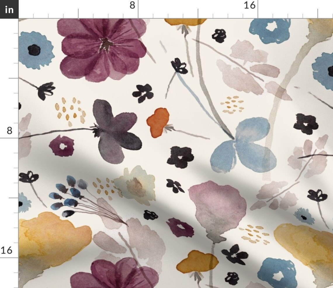Spring Floral Curtain Panel Watercolor Floral by - Etsy