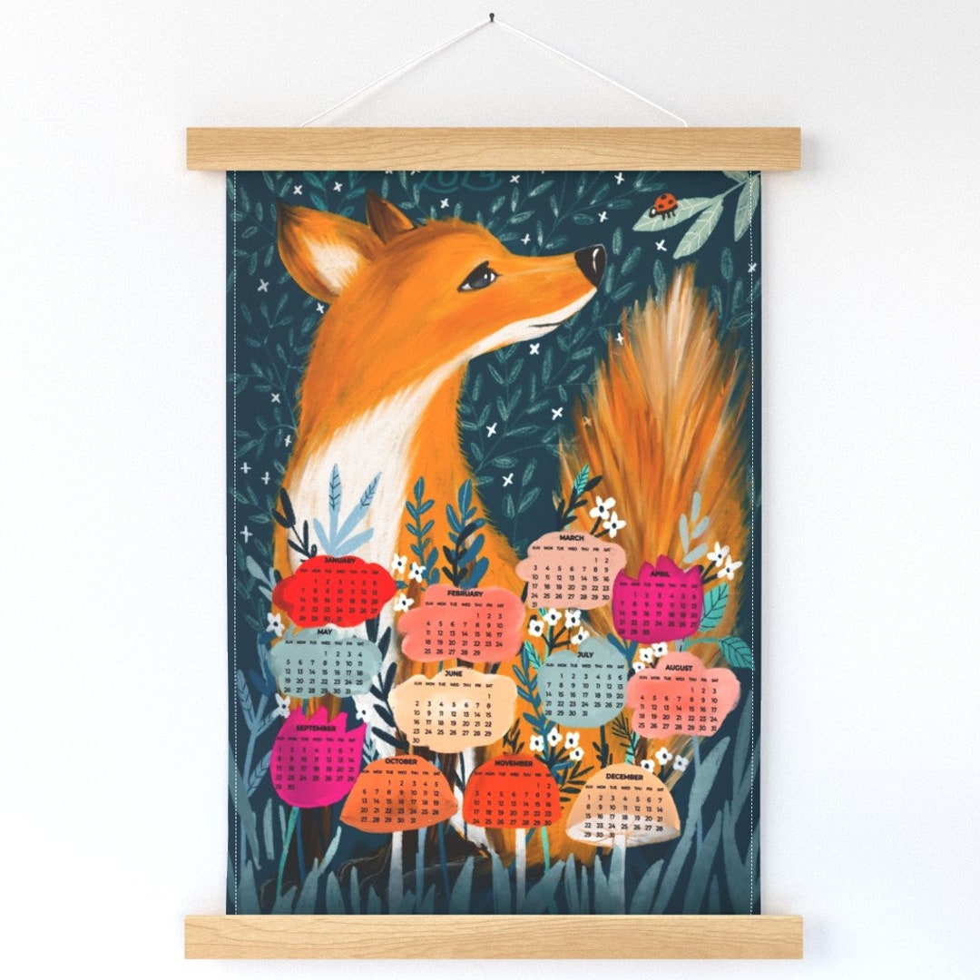 2024 Calendar Wall Hanging Fox Calendar by Gomboc Tea - Etsy
