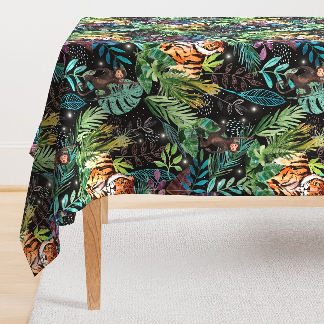 Maximalist Tablecloth Jungle Black Tiger by Gomboc Tropical Tigers ...