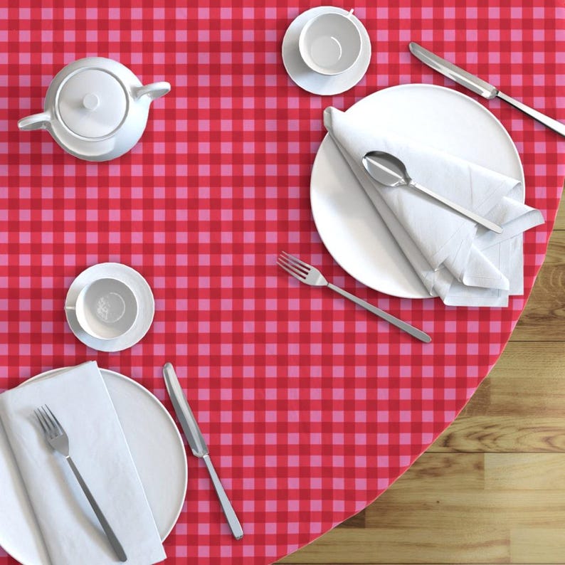 Red and Pink Check Tablecloth - Valentine's Day Gingham by Yara_dutra ...