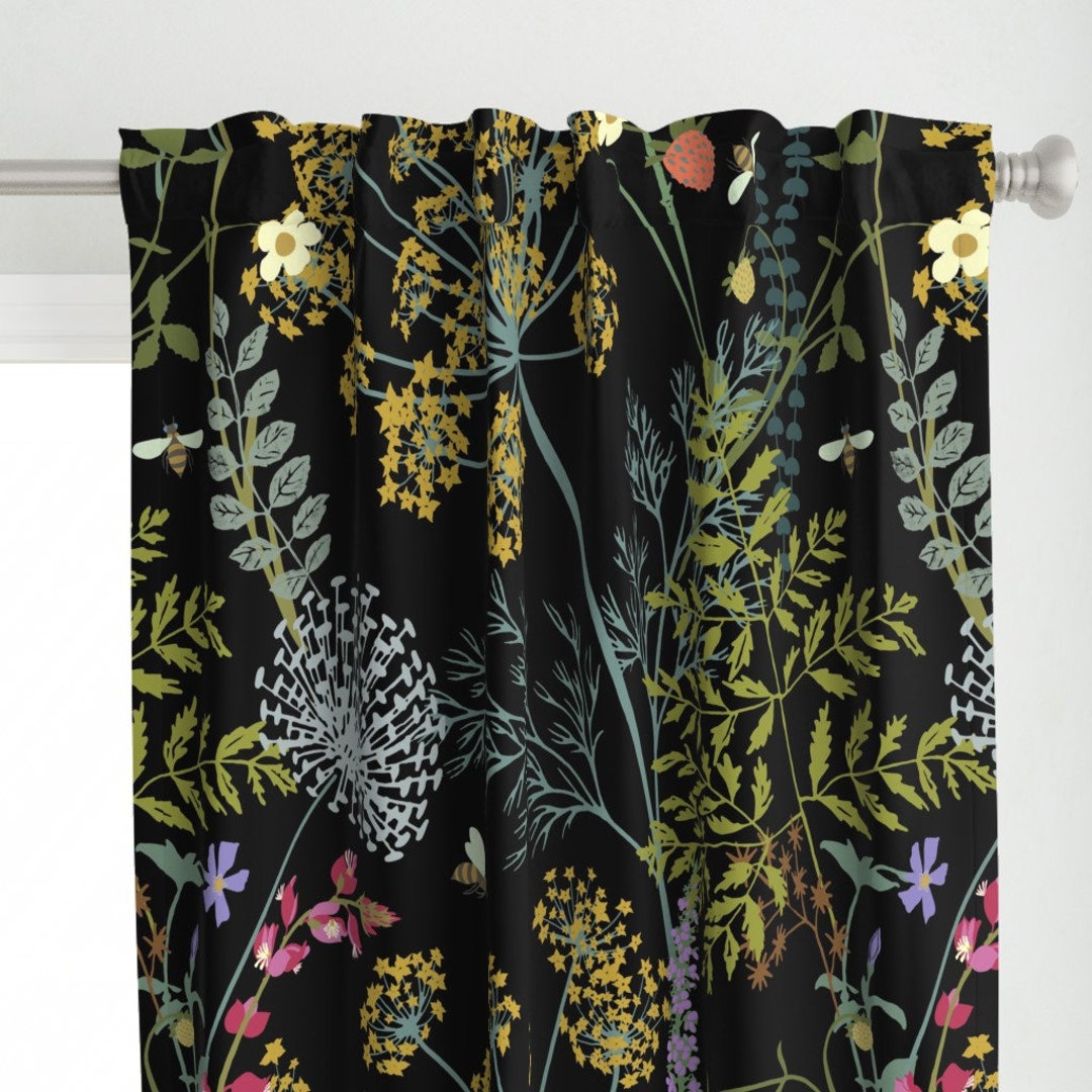 Wildflowers Curtain Panel Wild Grasses Jumbo by Chicca_besso Botanical ...