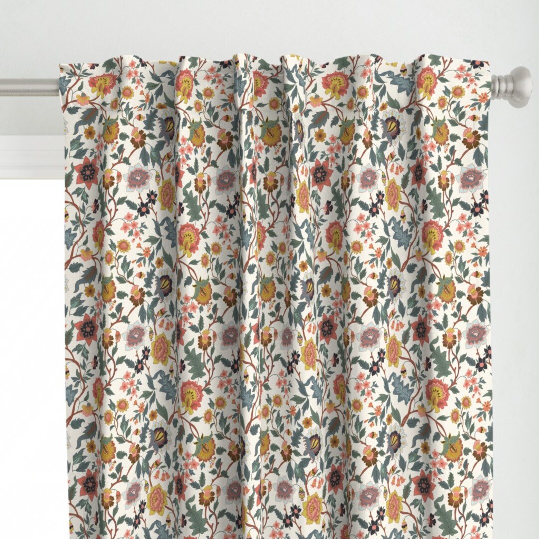 Multicolor Flowers Curtain Panel Floral Italian Villa by Aqua_bubble ...