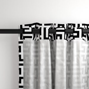 Maze Curtain Panel Labyrinth Black and White by Peacoquettedesigns ...