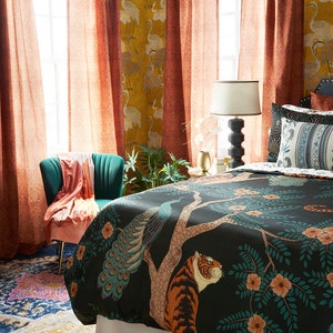 Maximalist Jungle Cotton Bedding Collection - Boho Tiger Earth Jewel ...