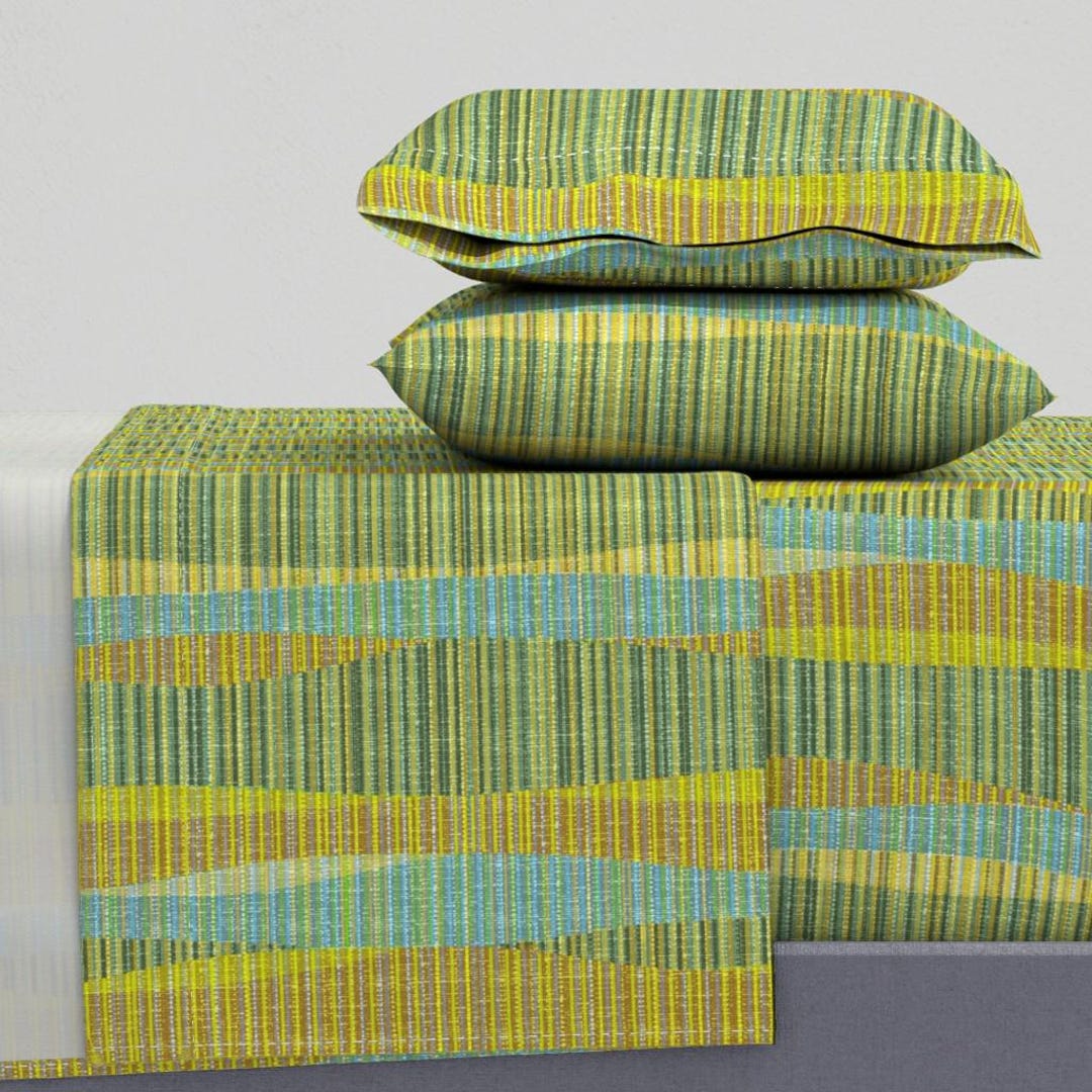 Mid Century Modern Sheets - Olive Lines by Theodesign - Olive Green ...