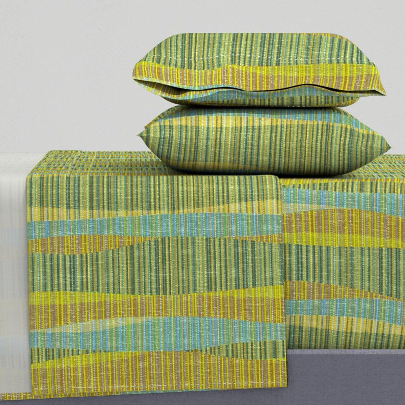 Mid Century Modern Sheets - Olive Lines by Theodesign - Olive Green ...