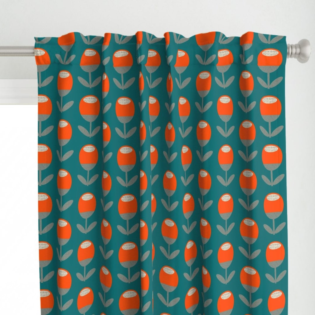 Mid Century Modern Curtain Panel Tulip Bloom by Aliwilsondesign Retro ...