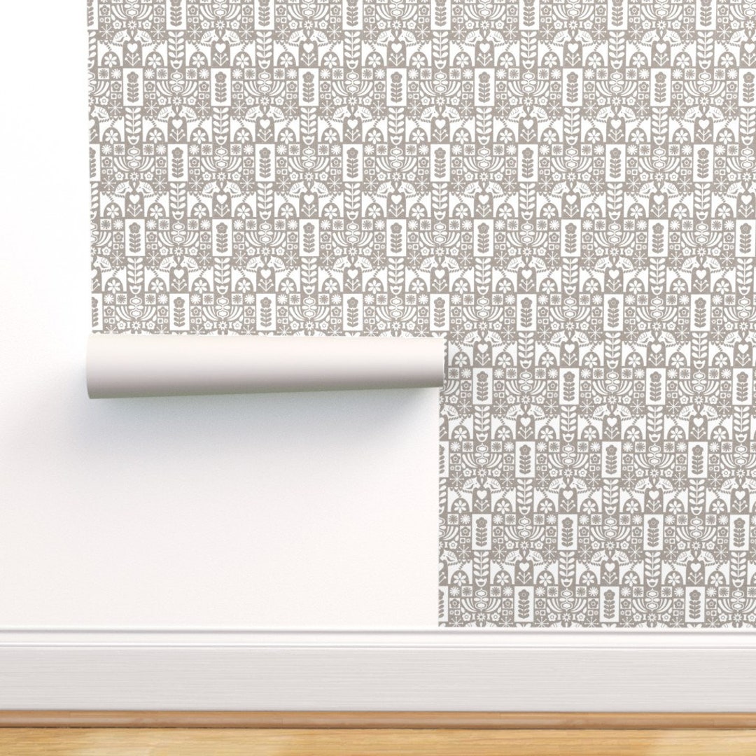 Scandi Style Commercial Grade Wallpaper Swedish Folk by - Etsy