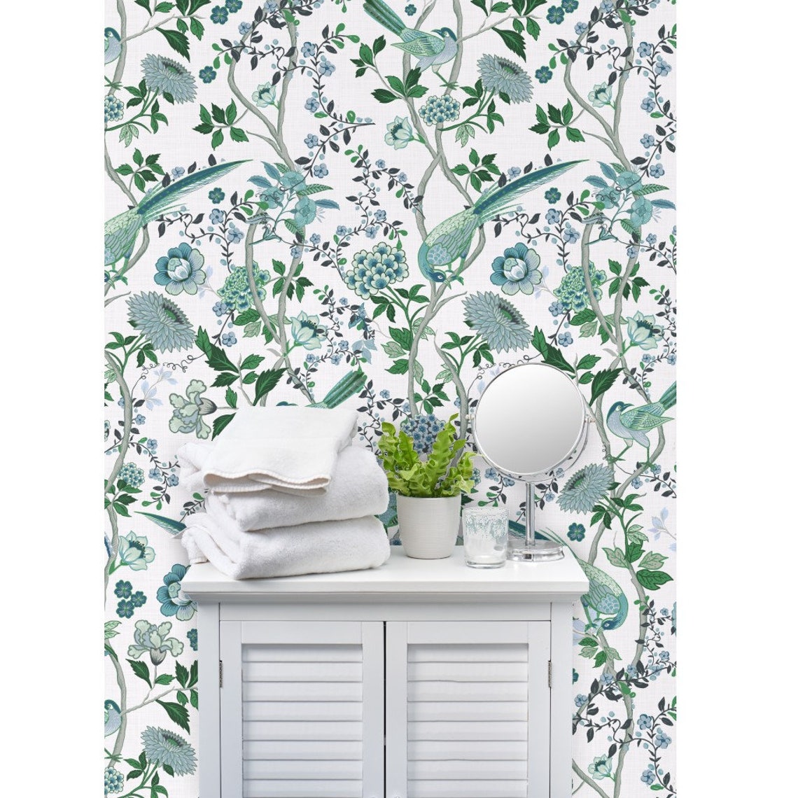 Traditional Non-pasted Wallpaper Chinoiserie Chintz Botanicals ...