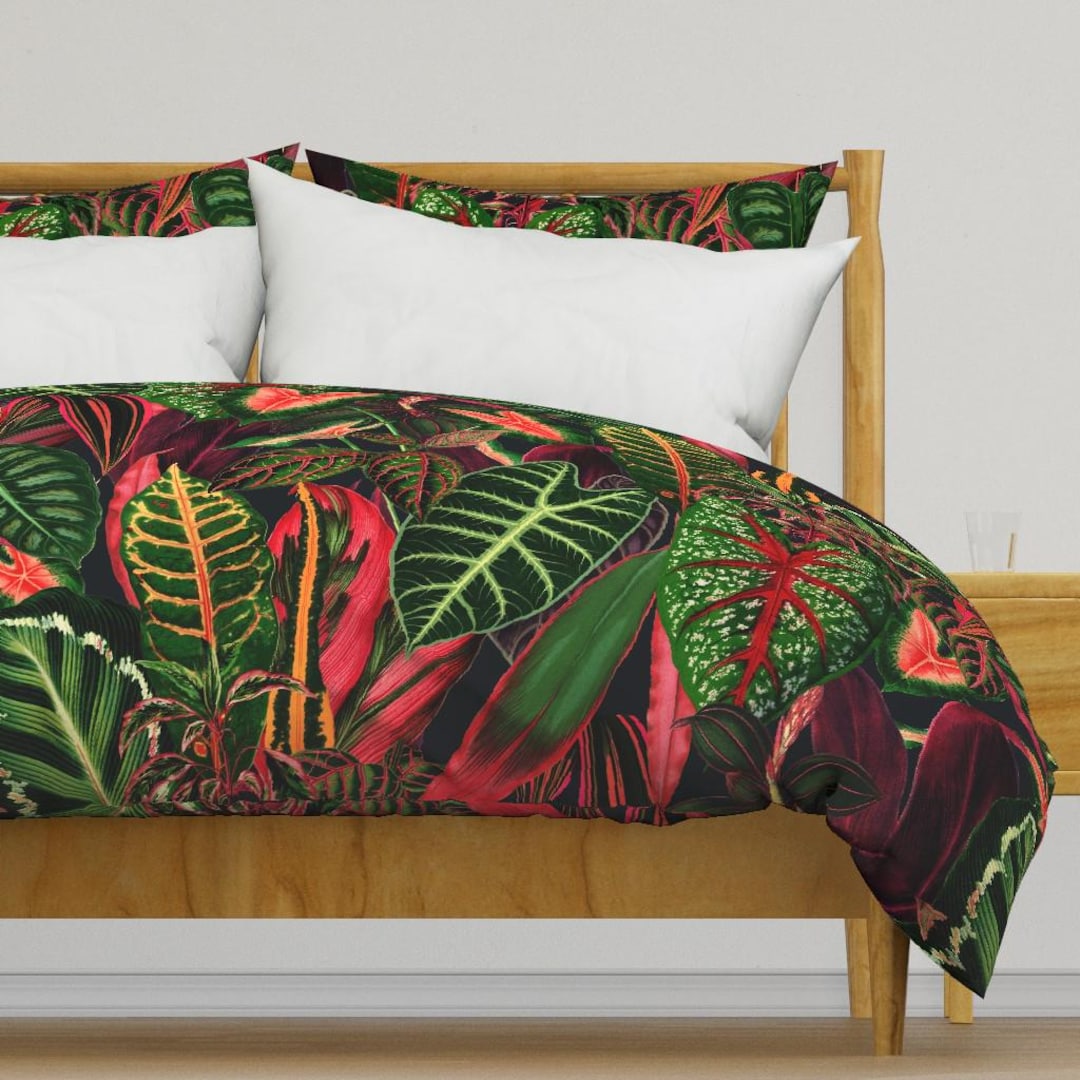 Tropical Plants Bedding - Red Tropics by Malyskastudio - Leaves Summer ...