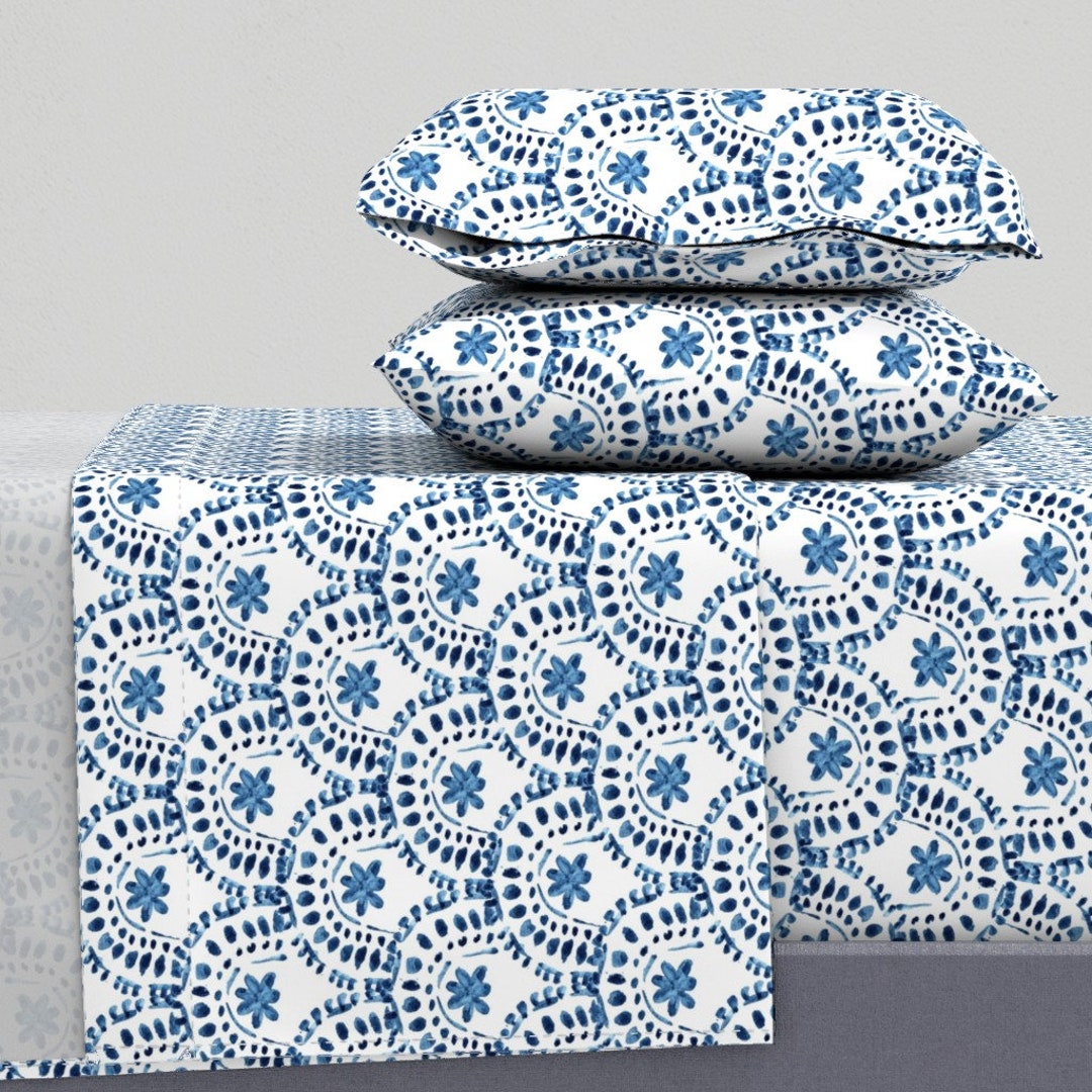 Shibori Scallops Sheets Shibori Rapport by Lauracaballero Indigo Blue ...