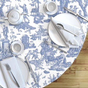 Country Toile Tablecloth - French Toile in Blue by Pickychicken - Blue ...