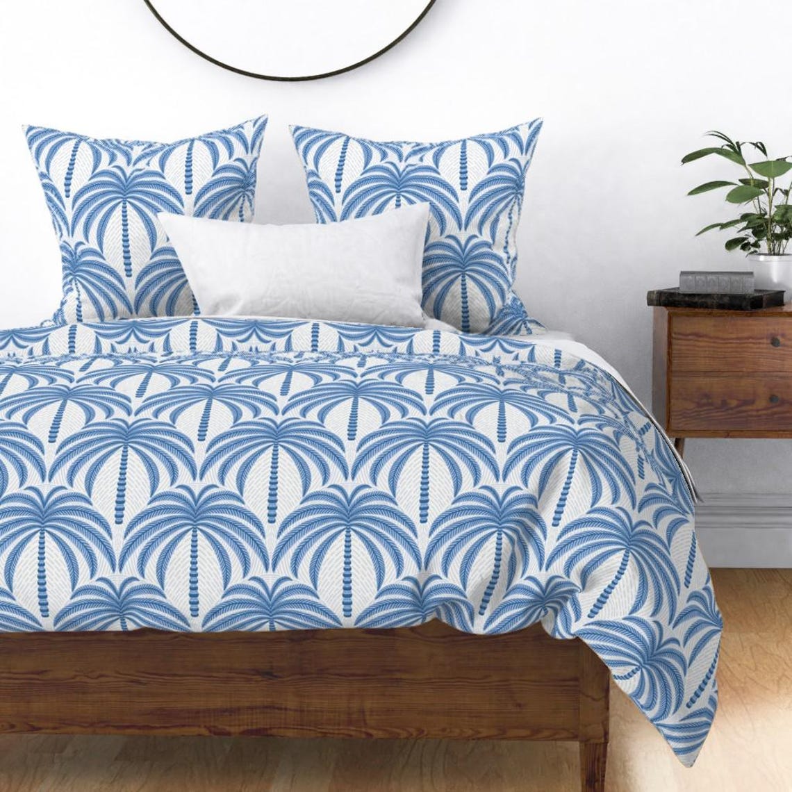 Palm Trees Bedding - Palm Springs by Vivdesign - Blue and White Large ...