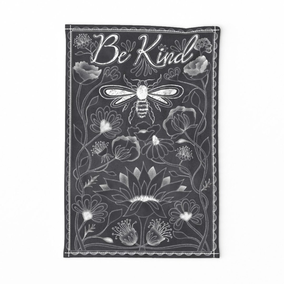 Lotus Flower Tea Towel - Be Kind Garden Floral by Vo_aka_virginiao ...