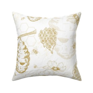 Yellow Throw Pillow Busy Bees Toile Large by | Etsy