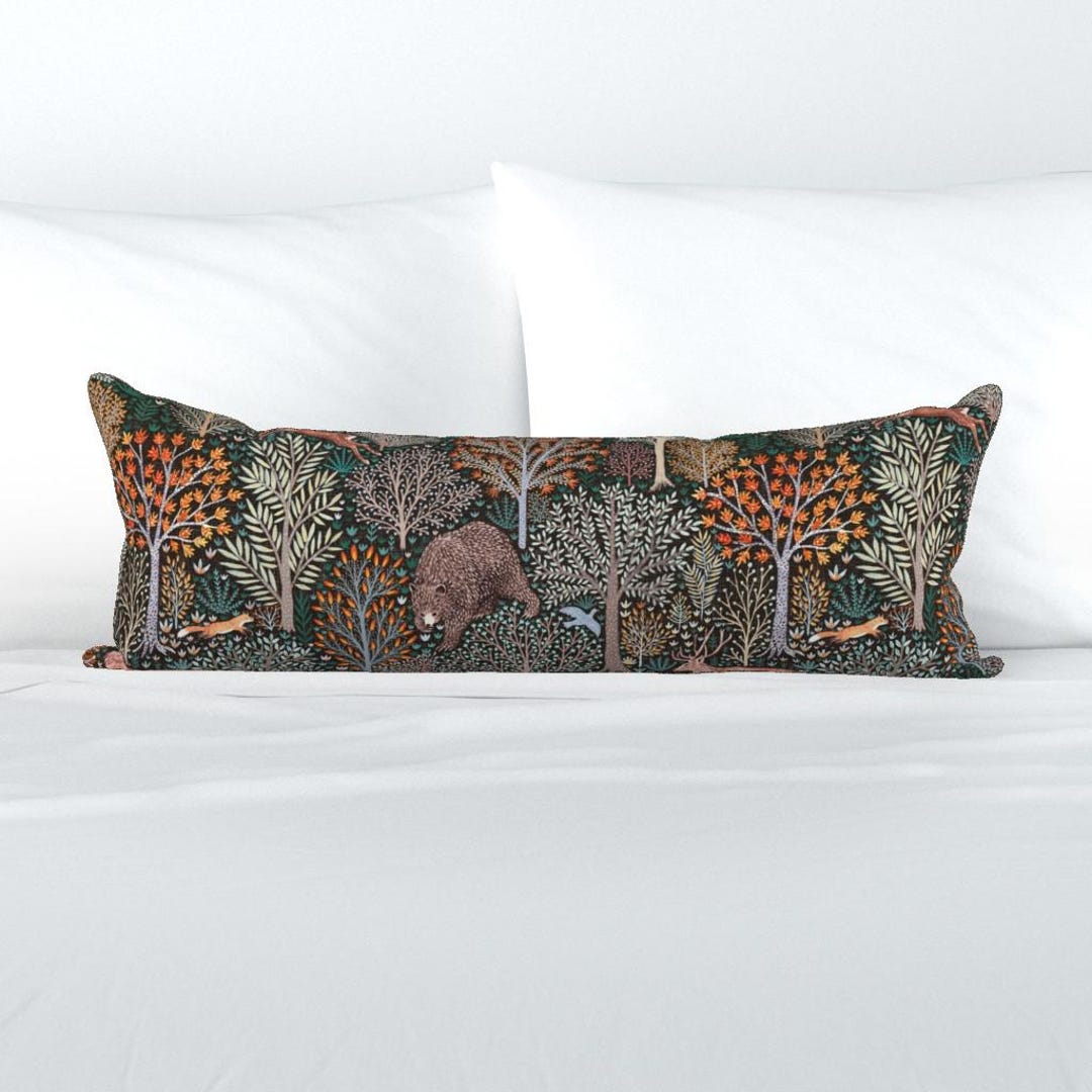 Woodland XL Lumbar Pillow - Rustic Autumn Thanksgiving Leaves Extra ...