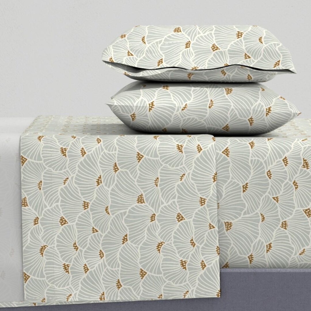Coastal Flowers Sheets - San Diego Blue by Amy_maccready - Seashell ...
