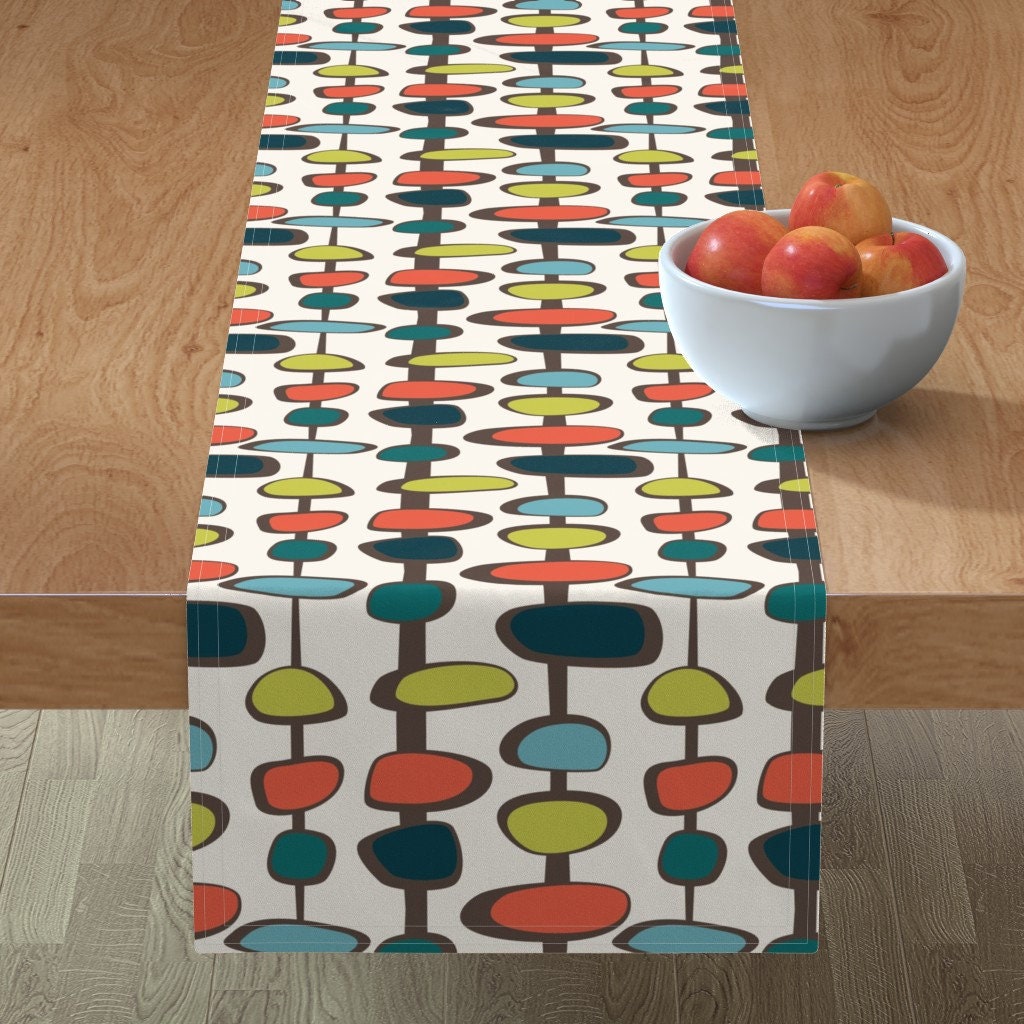 Mid Century Modern Table Runner Baubles in Coral by | Etsy