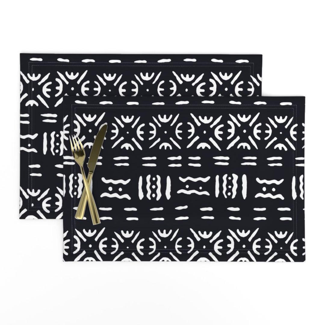 Aztec Placemats (set of 2) - Mudcloth in Black by Willowlanetextiles ...