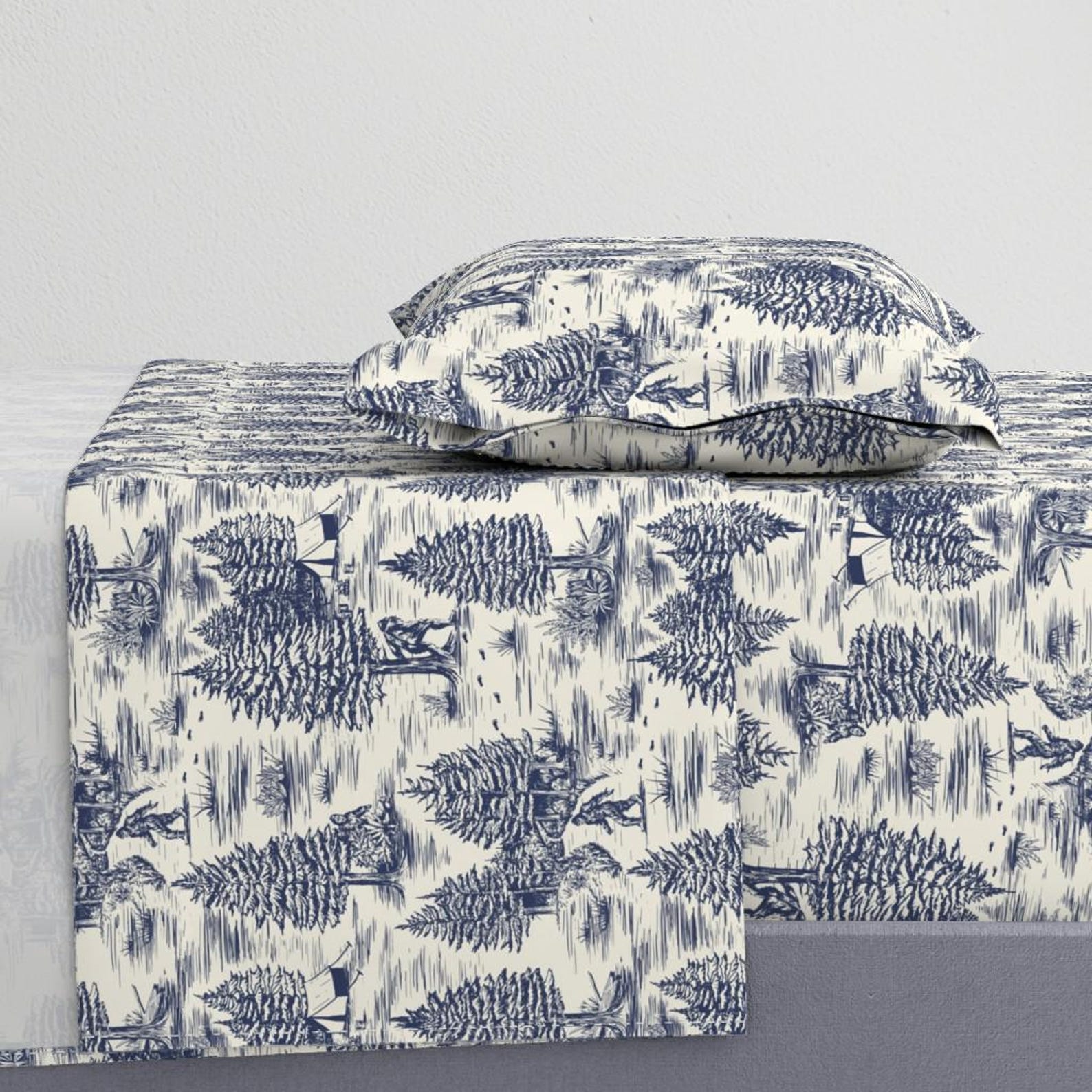 Blue Sasquatch Sheets - Bigfoot Toile Large by Somecallmebeth - Bigfoot ...