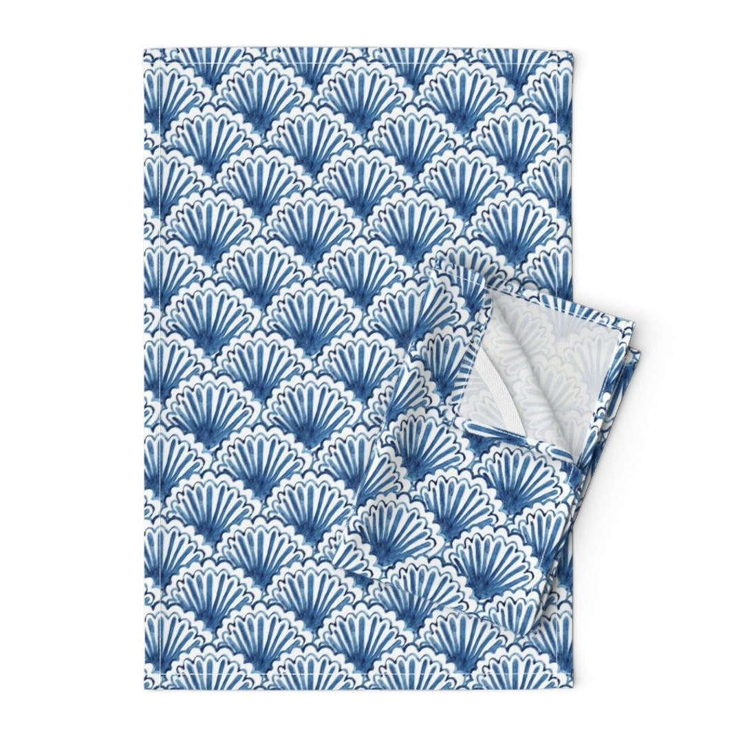 Shibori Scallop Tea Towels set of 2 Shibori by Lauracaballero Japanese ...