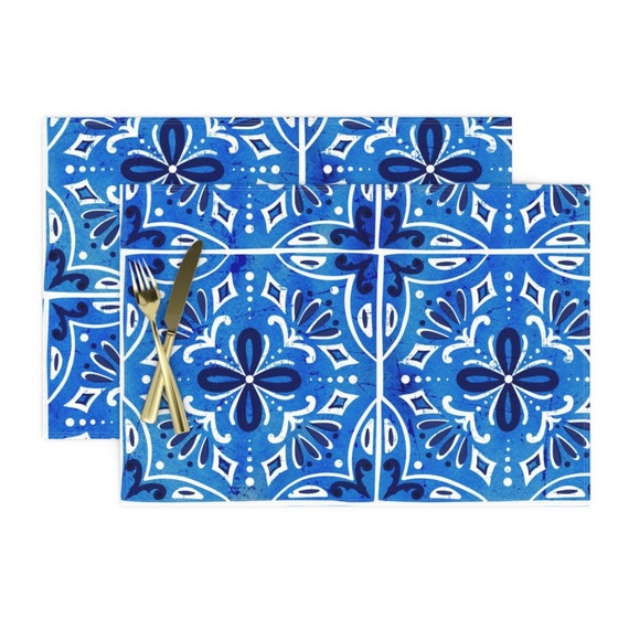 Spanish Tile Placemats Set of 2 Sevilla Spanish Tiles by | Etsy