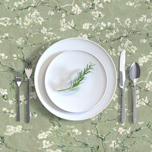 Impressionist Tablecloth - Almond Blossom Sage by Delinda_graphic ...