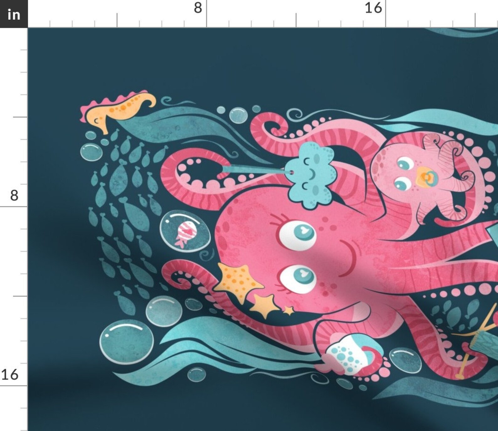Mommy Octopus Tea Towel - Octo Mama Teal Sea Motifs by Selmacardoso ...