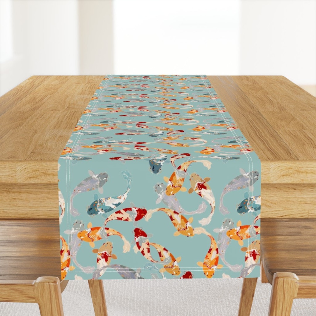 Japanese Koi Fish Table Runner Koi Fish Pond by - Etsy