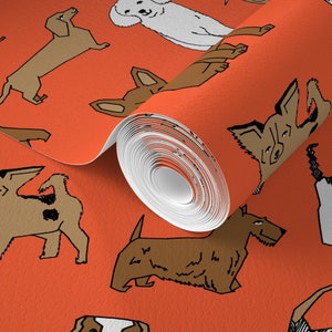 Dogs Non-pasted Wallpaper Pets Animal Orange Dog Breeds Nursery Bright ...