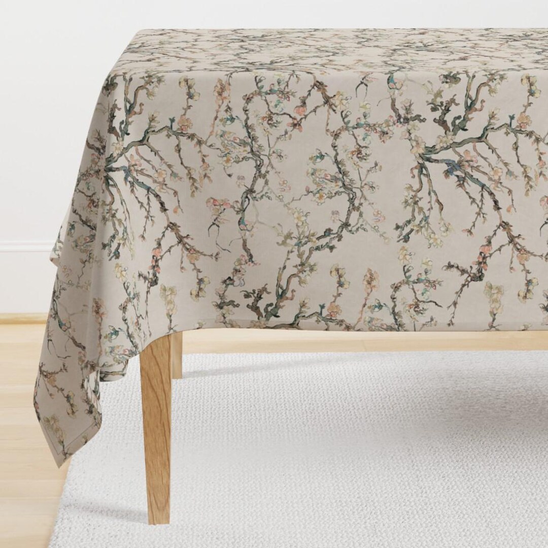 Neutral Beige Tablecloth - Almond Blossom by Delinda_graphic_studio ...