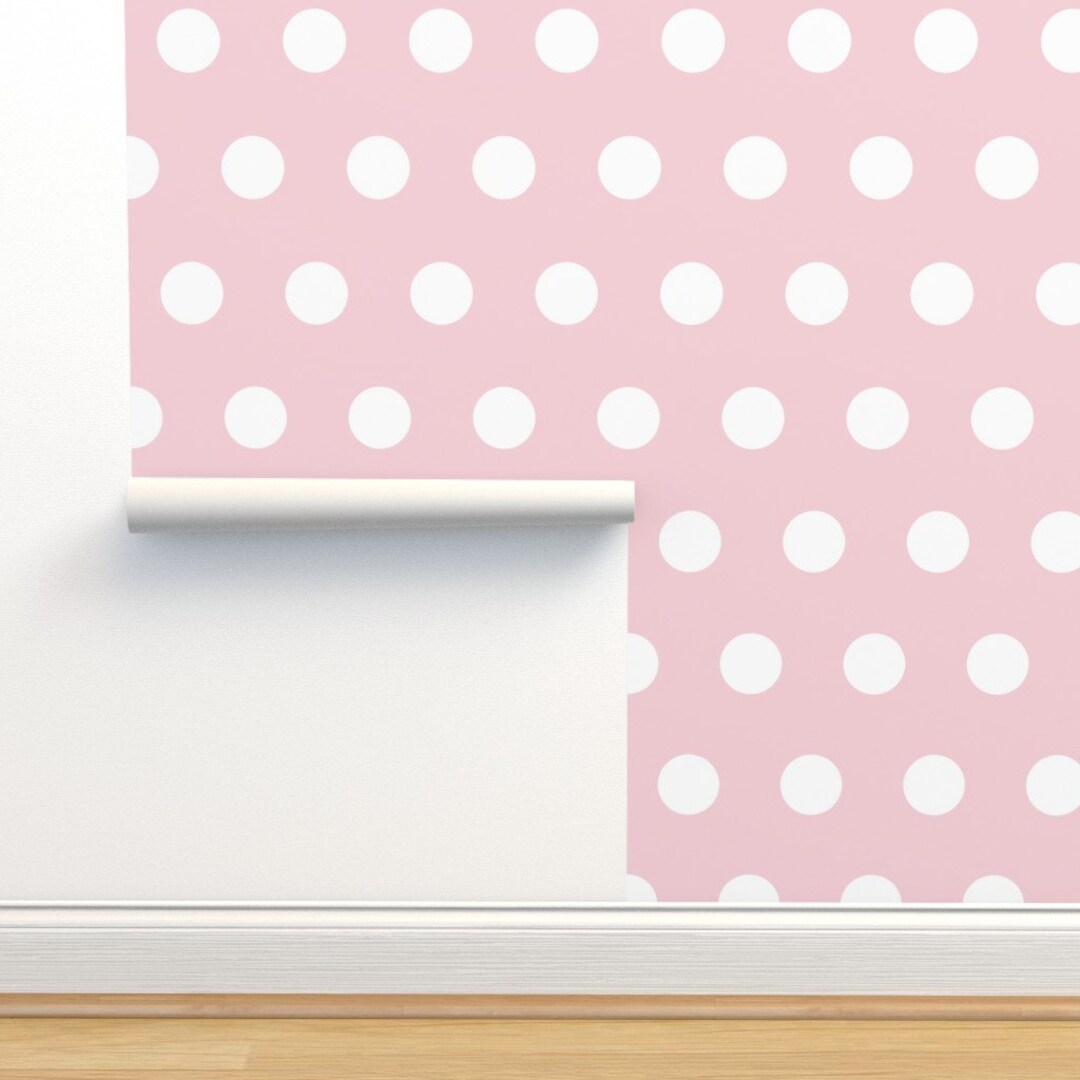 Pink Commercial Grade Wallpaper Pink Polka Dots by Unasomerville Bright ...