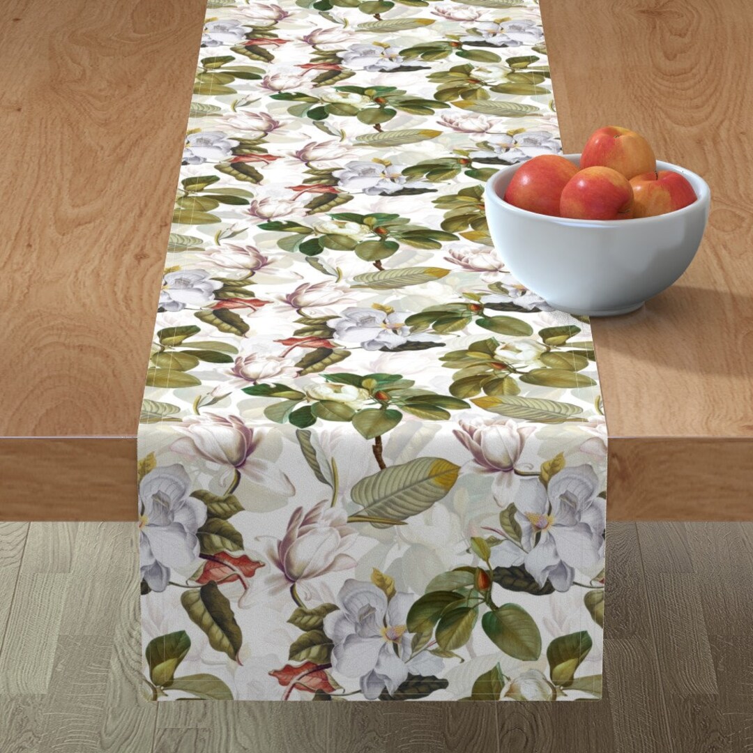 Magnolia Chintz Table Runner Magnolia Blossoms by Utart - Etsy