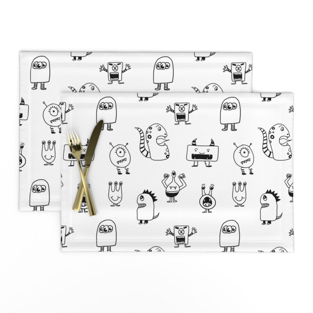 Little Monsters Placemats set of 2 Monsters Black and - Etsy