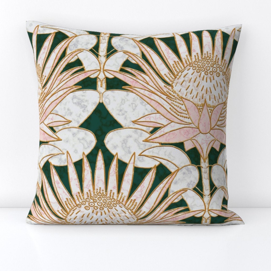 Art Deco Throw Pillow Protea Art Deco by Helenpdesigns Marble Look Art ...
