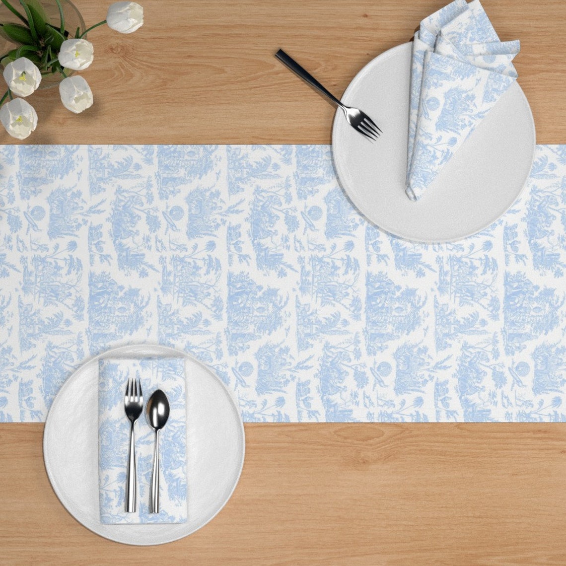 Baby Blue Toile Table Runner Marseilles Toile by - Etsy