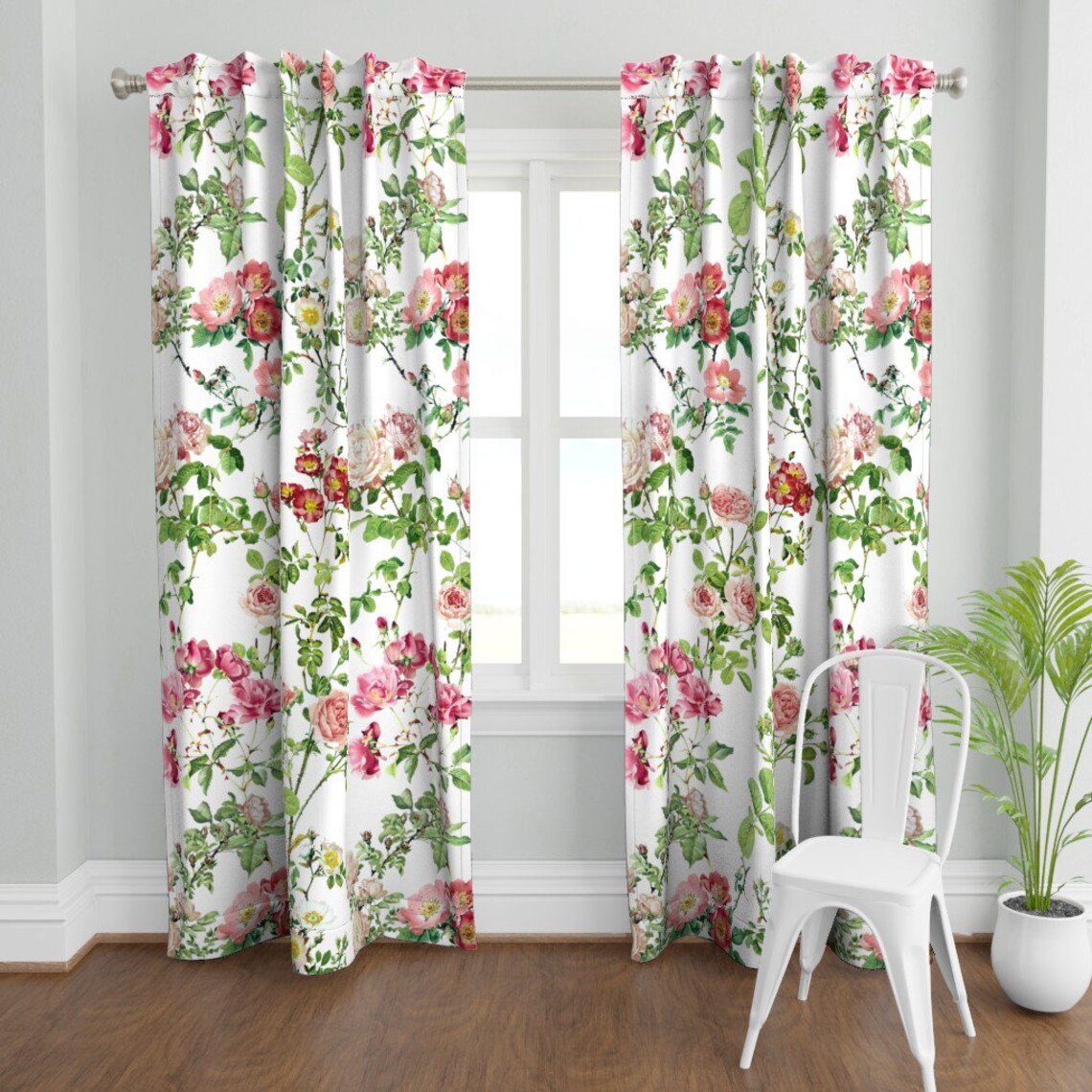 Floral Curtain Panel English Rose Victoria's Garden by - Etsy