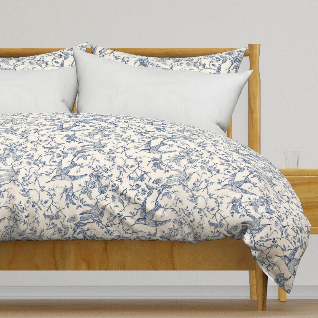 Blue Floral Toile Bedding Hummingbird Toile by Bridgettstahlman Toile ...